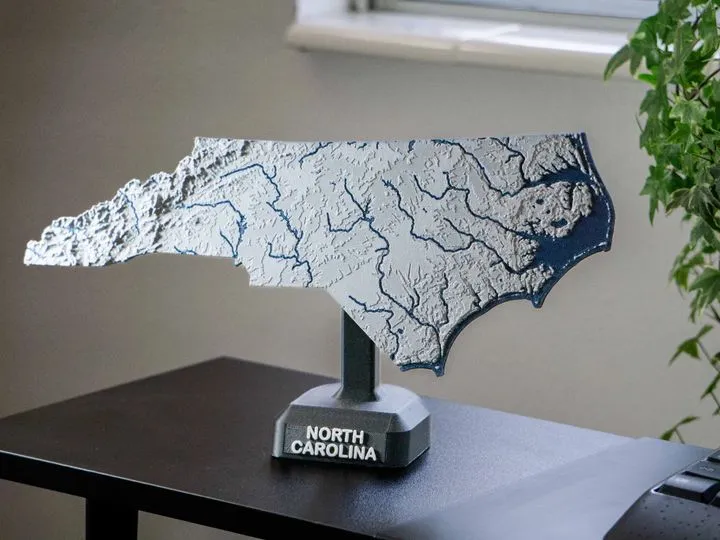 North Carolina, USA (NC) Topographic Map by Anson Liu MakerWorld ...