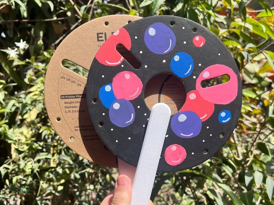 Cardboard Spool Hand Fan/Sign by Printorok - MakerWorld