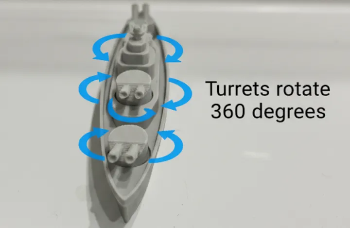 Miniature Battleship with Rotating Turrets by Luz Prints MakerWorld ...