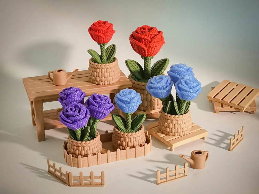 Knitted Rose Ornament | Screw Assembly | No Supports Easy Print - Free ...