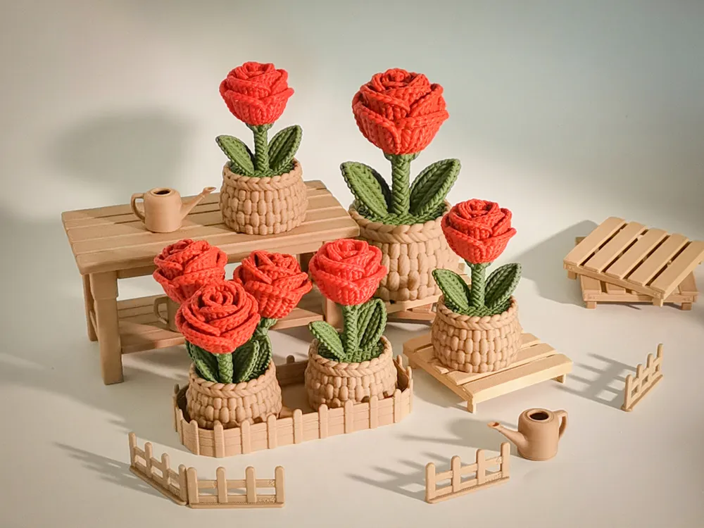 Knitted Rose Ornament | Screw Assembly | No Supports Easy Print - Free ...