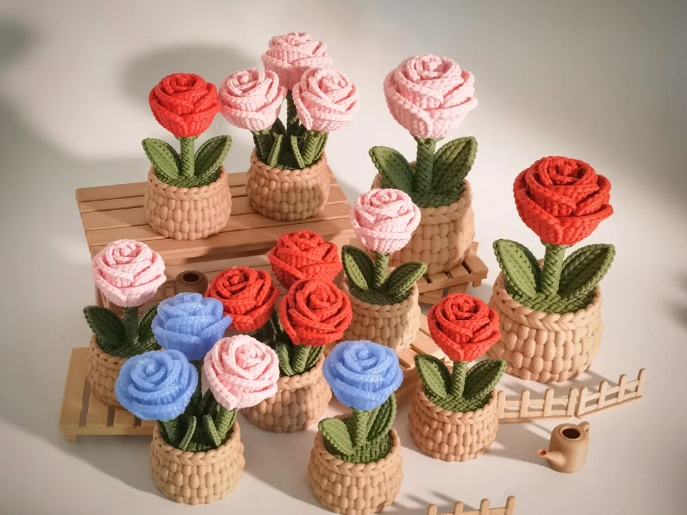 Knitted Rose Ornament | Screw Assembly | No Supports Easy Print - Free ...