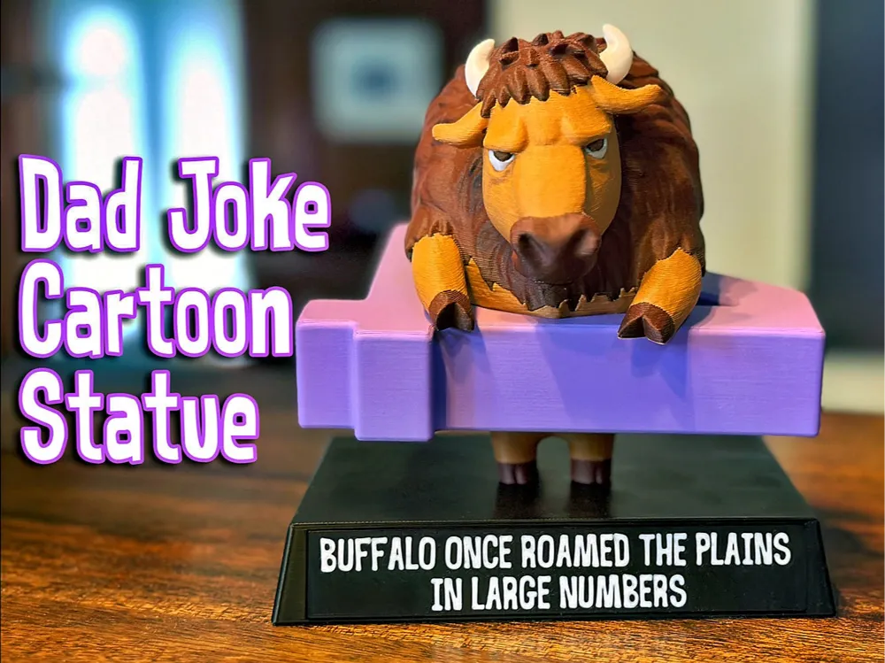 Buffalo Once Roamed... Dad Joke Cartoon Statue - Free 3D Print Model ...