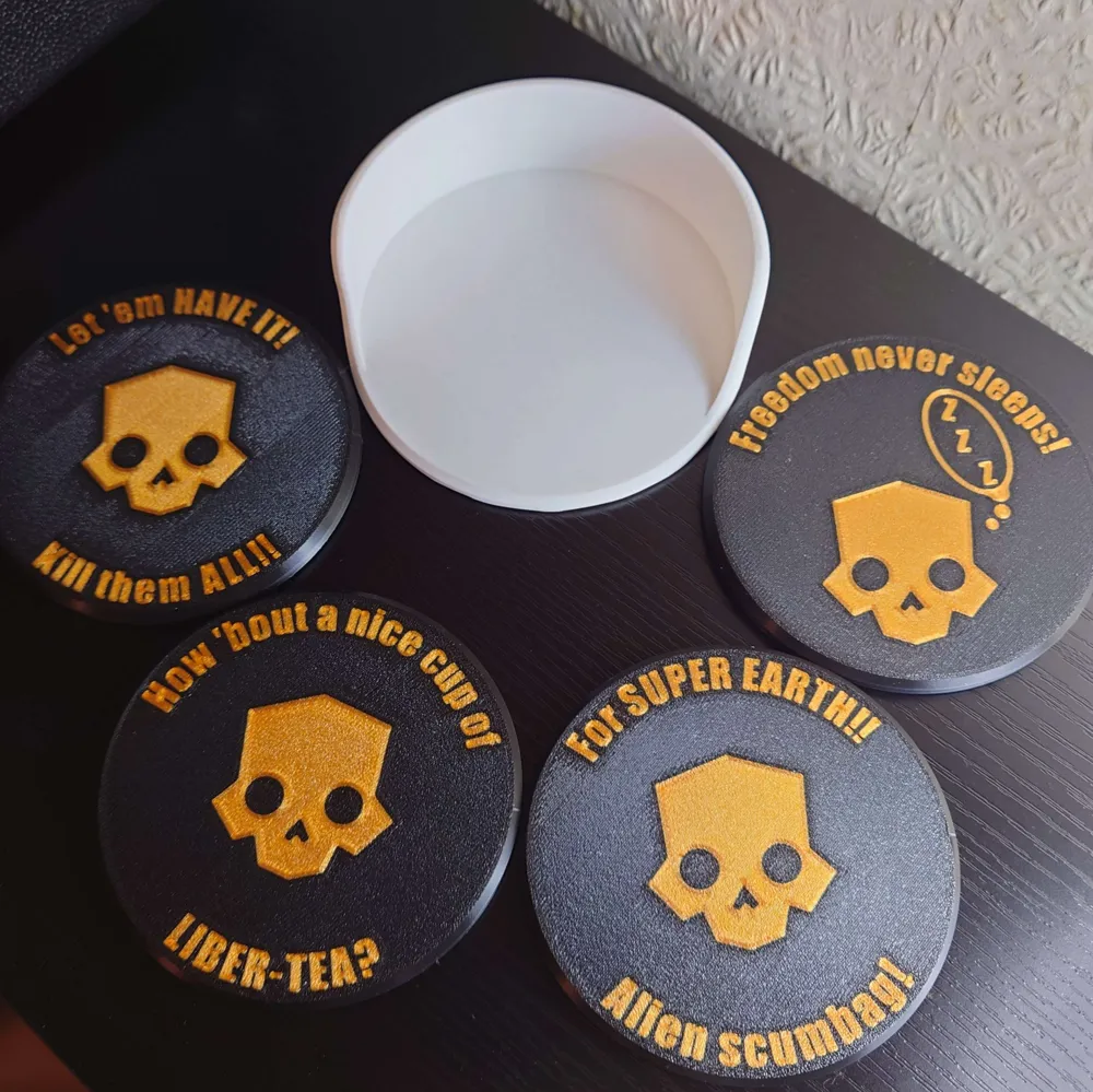 AMS Helldiver themed coaster set. by NoycePrints - MakerWorld