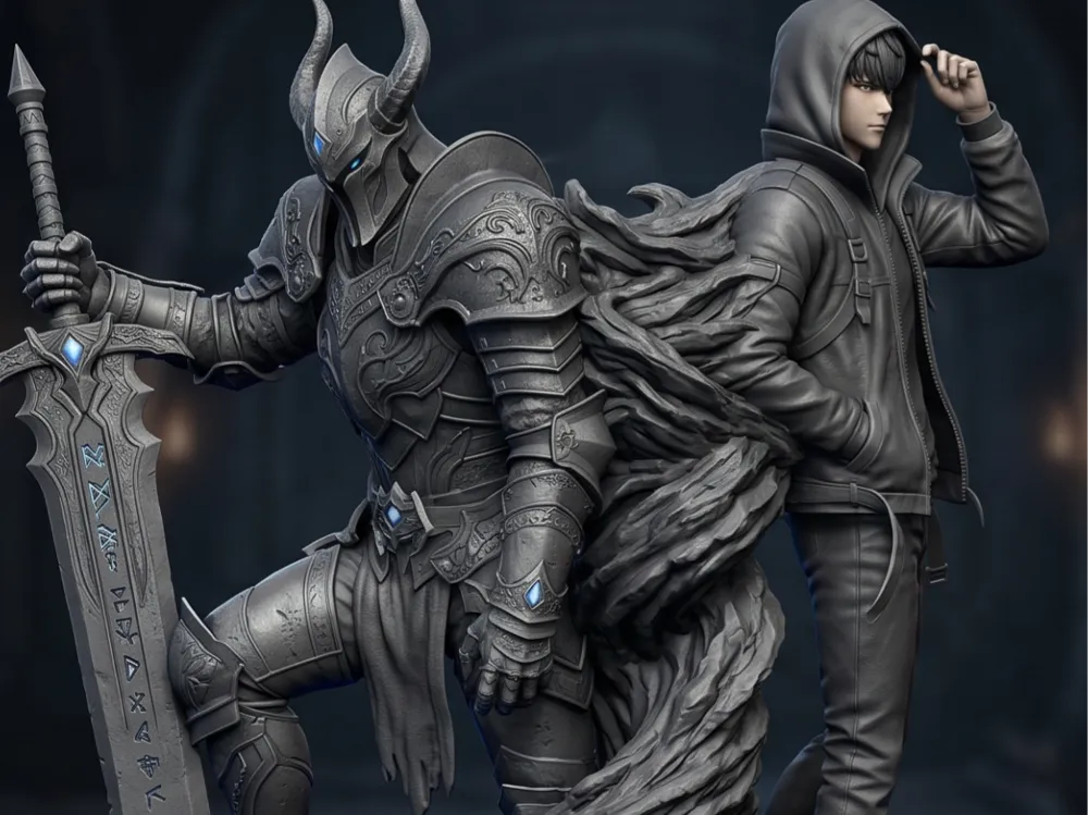 Sung Jin-Woo & Igris on Shadow Throne - Free 3D Print Model - MakerWorld