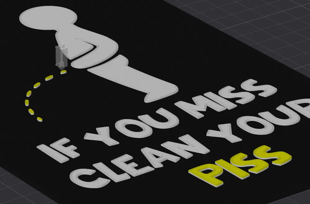 Toilet sign - "Clean your piss" by BjörnB - MakerWorld