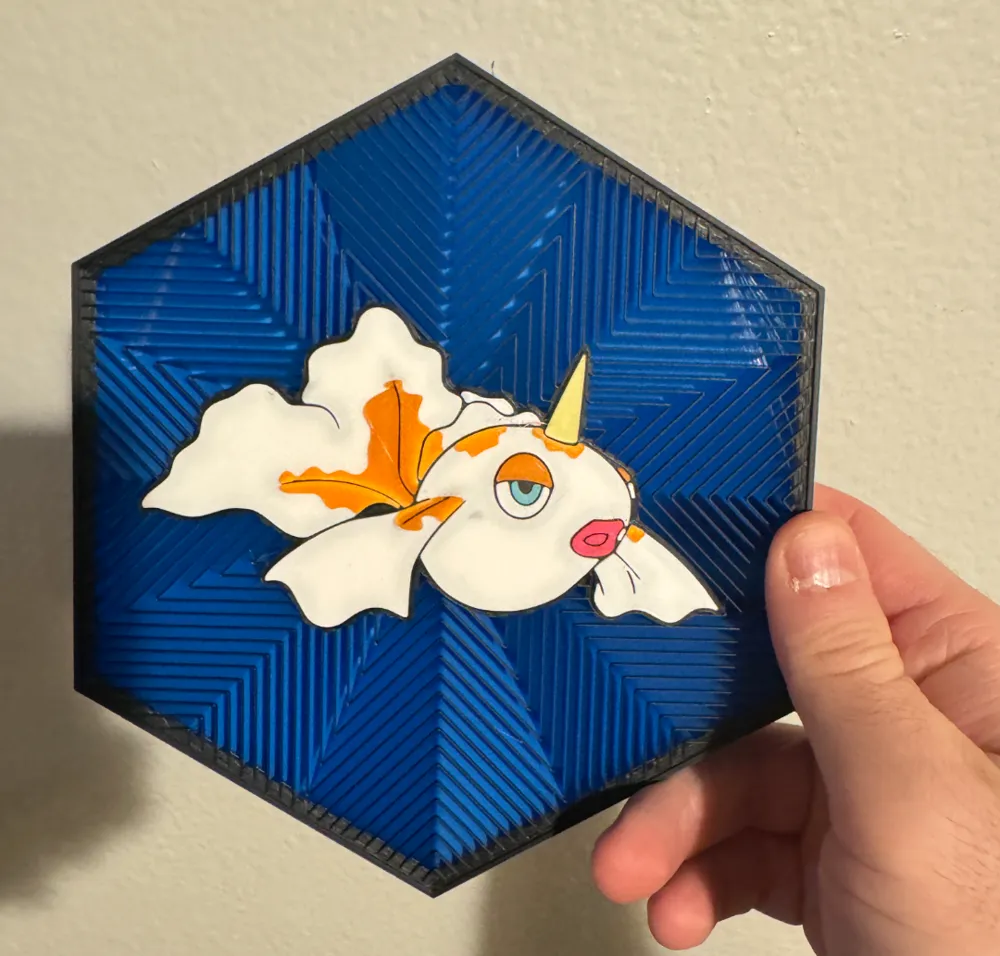 #118 Goldeen Hex Wall Art by Laced Up Prints - MakerWorld