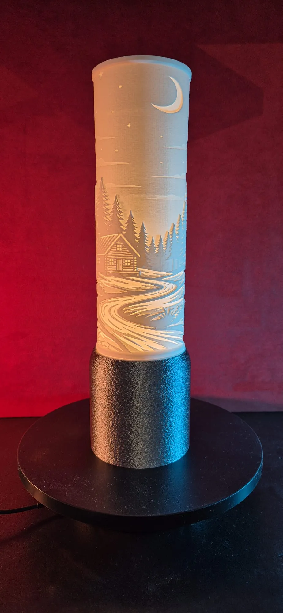 Forest Cabin Lithophane Lamp - Threaded 310mm - Free 3D Print Model ...
