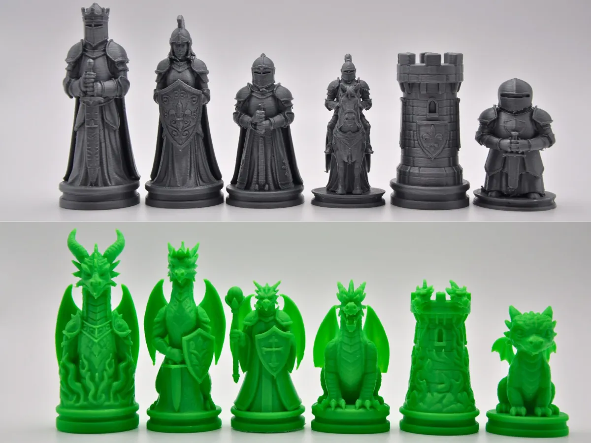Knights v Dragons Chess Set - Free 3D Print Model - MakerWorld