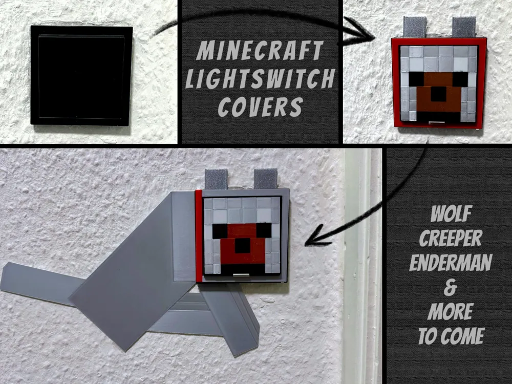 Minecraft Light Switch Covers - Pixel Heroes by Zip3D MakerWorld ...