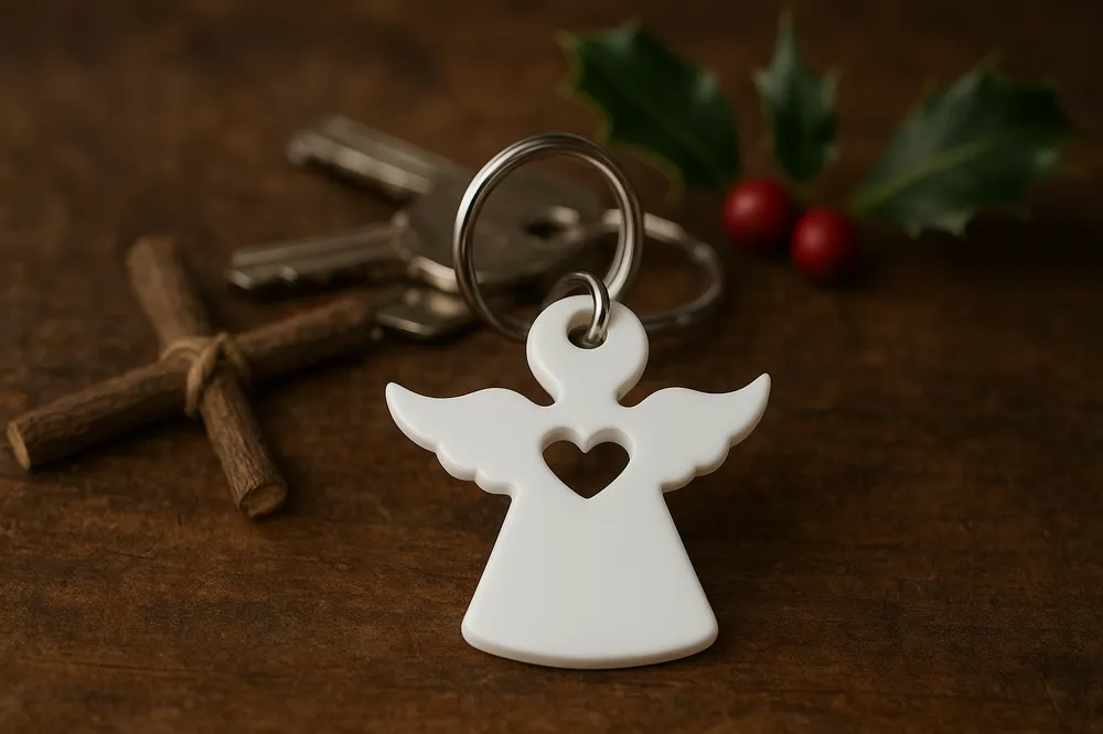Guardian Angel Keychain with Heart - Free 3D Print Model - MakerWorld
