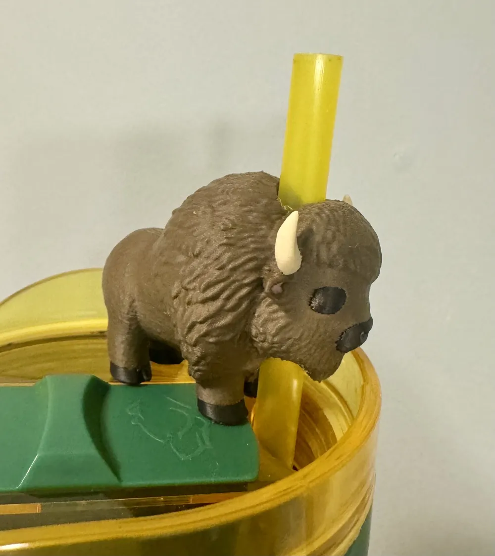 Buffalo (Bison) Straw Topper - Free 3D Print Model - MakerWorld