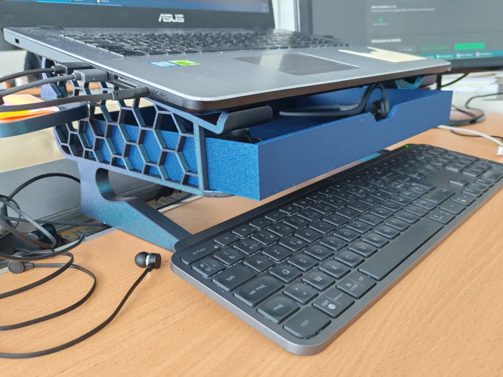 Elevated Laptop Stand with Drawer Remixed by GregO MakerWorld: Download ...