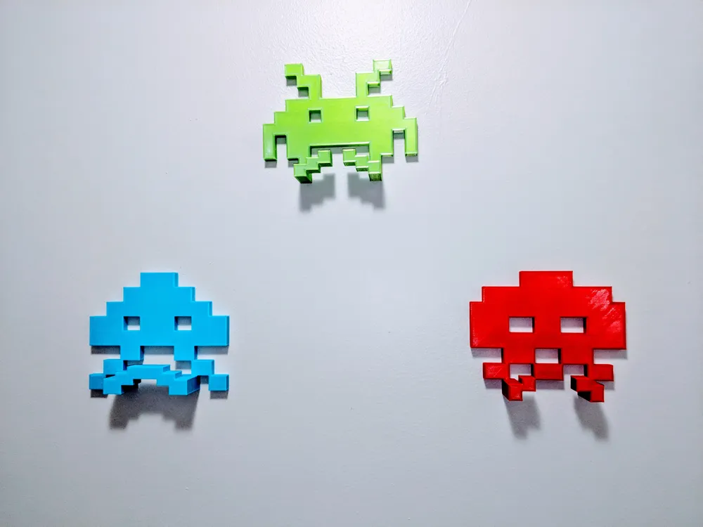 Space Invaders Headphone Hangers Wall Art - Free 3D Print Model ...