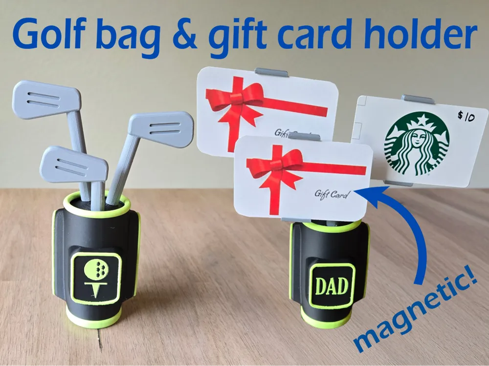 Golf club bag & gift card holder by Ben MakerWorld: Download Free 3D Models