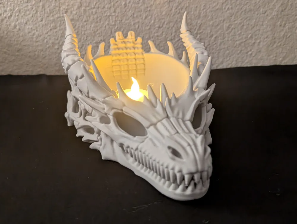 Dragon Skull Bowl & Candle Holder - Free 3D Print Model - MakerWorld