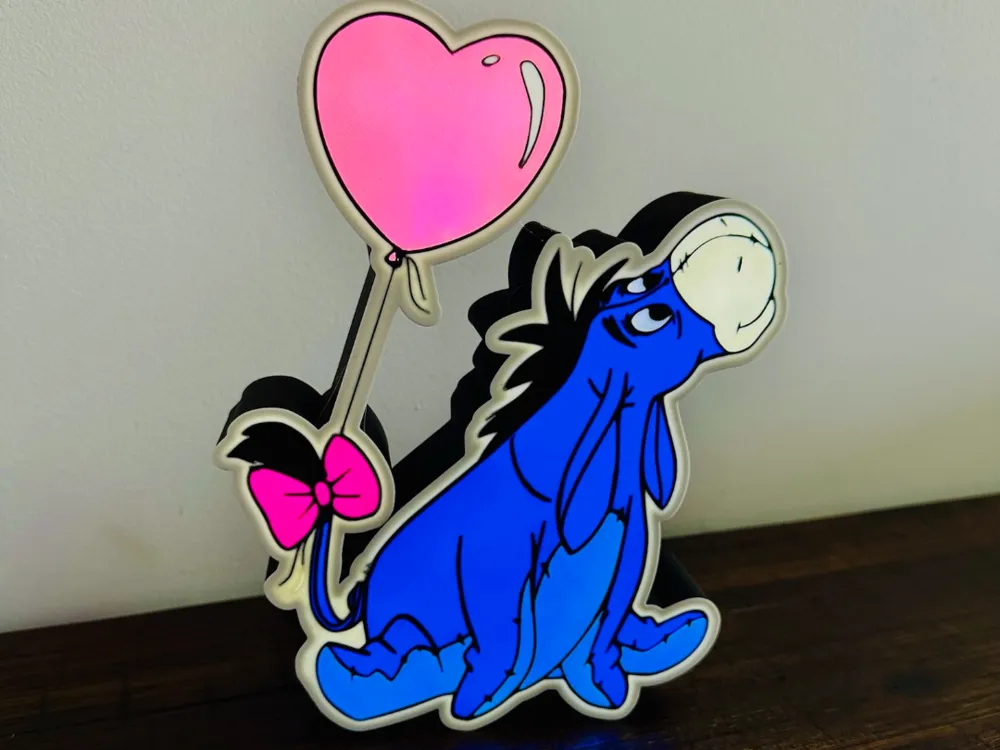 Light Up Sign: Eeyore with heart shaped balloon! by vidguide - MakerWorld
