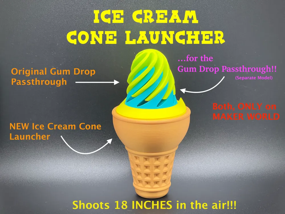 Gum Drop Passthrough Ice Cream Cone Launcher - Free 3D Print Model ...