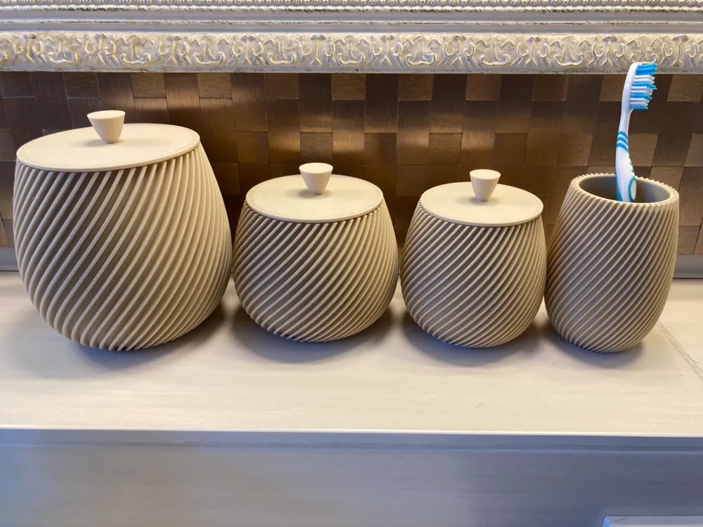 Bath spiral container box set with lid (S-XL) Remixed by Alxthunder - MakerWorld