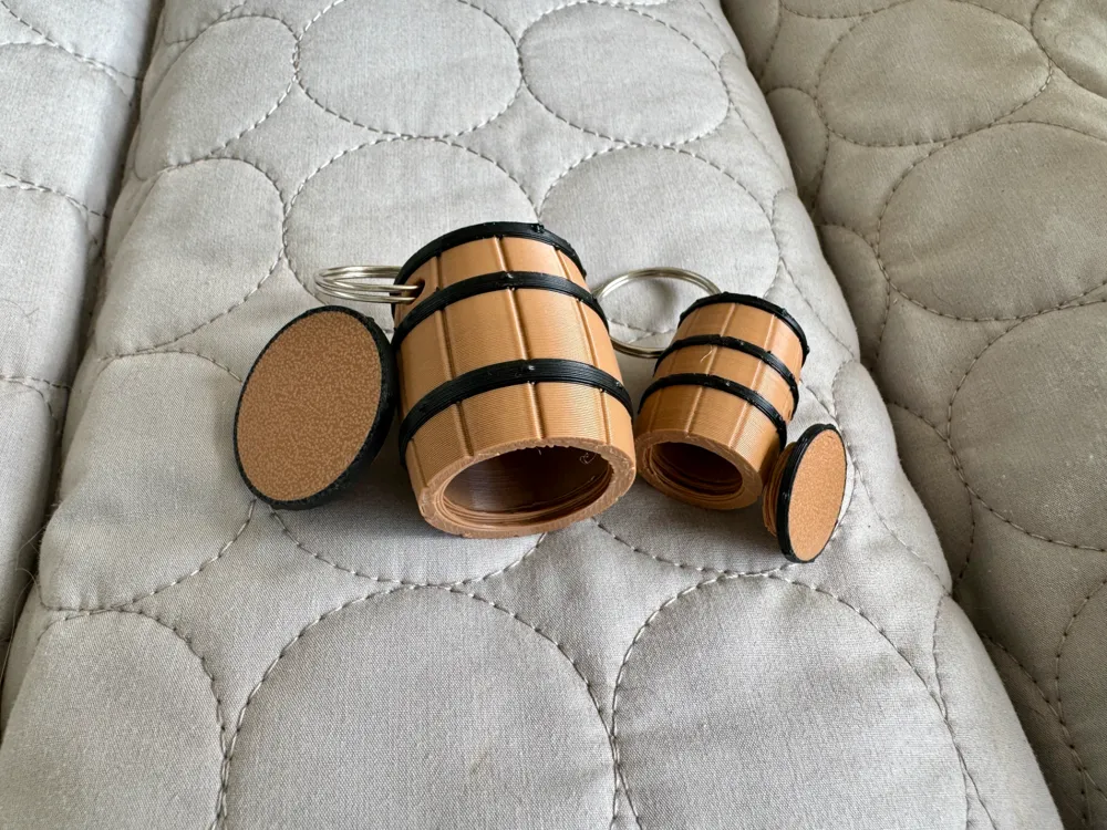 Barrel Keychain Containers by 3DPrintsMom MakerWorld: Download Free 3D ...