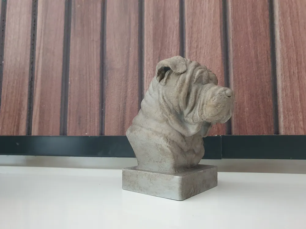 Shar Pei Dog Bust Smooth and Stone Look Sculpture by Staffbull_love ...