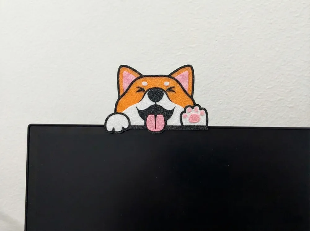 Shiba Inu Monitor Peeker - Free 3D Print Model - MakerWorld