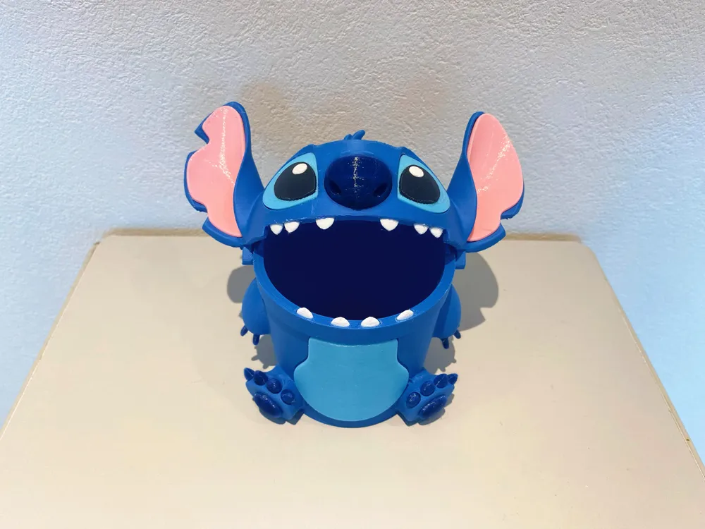 Stitch desktop pen holder&trash can (multi-part print, no AMS needed ...