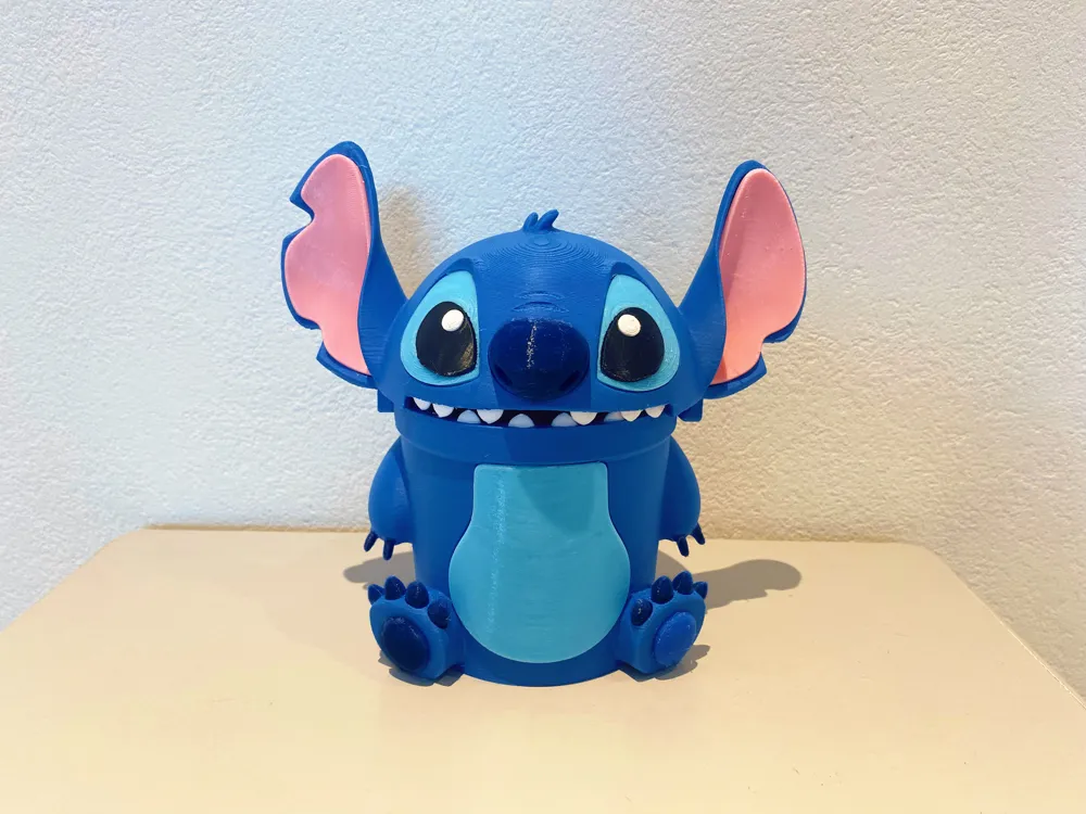 Stitch desktop pen holder&trash can (multi-part print, no AMS needed ...