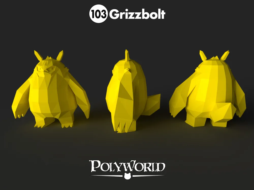 Low-Poly Grizzbolt - Palworld Miniature by Gatto - MakerWorld