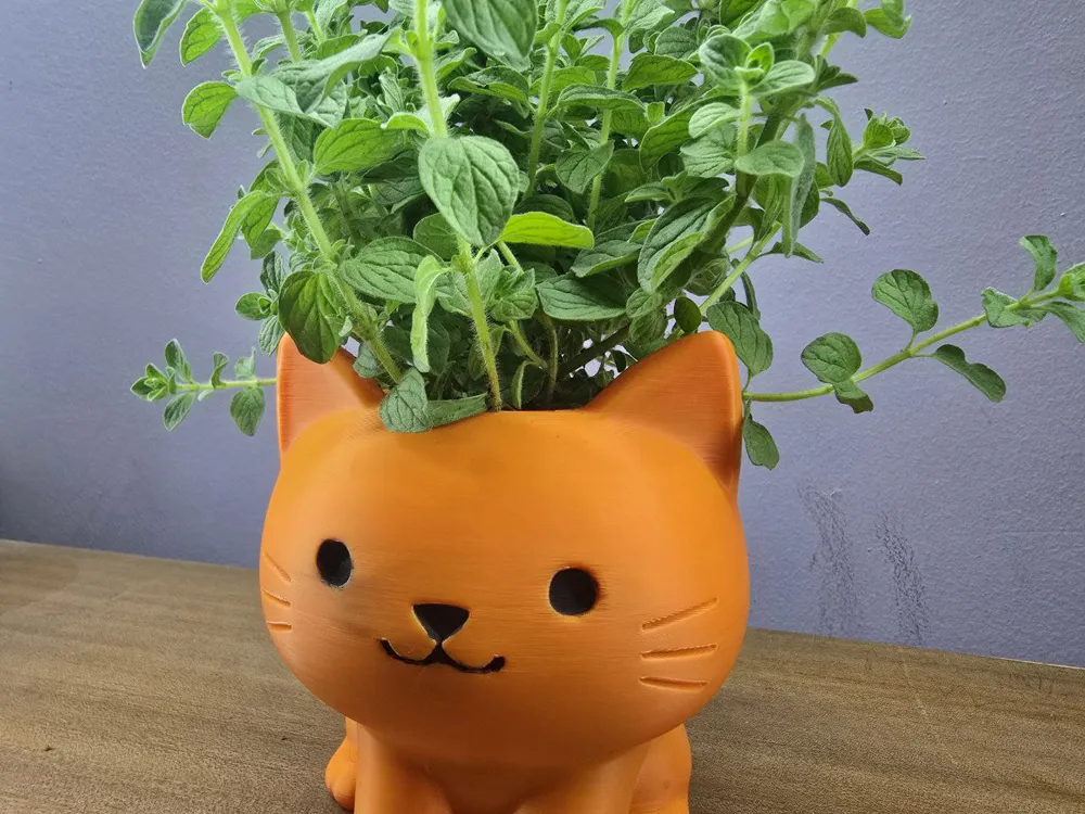 Cute Cat Planter_Vase - Free 3D Print Model - MakerWorld