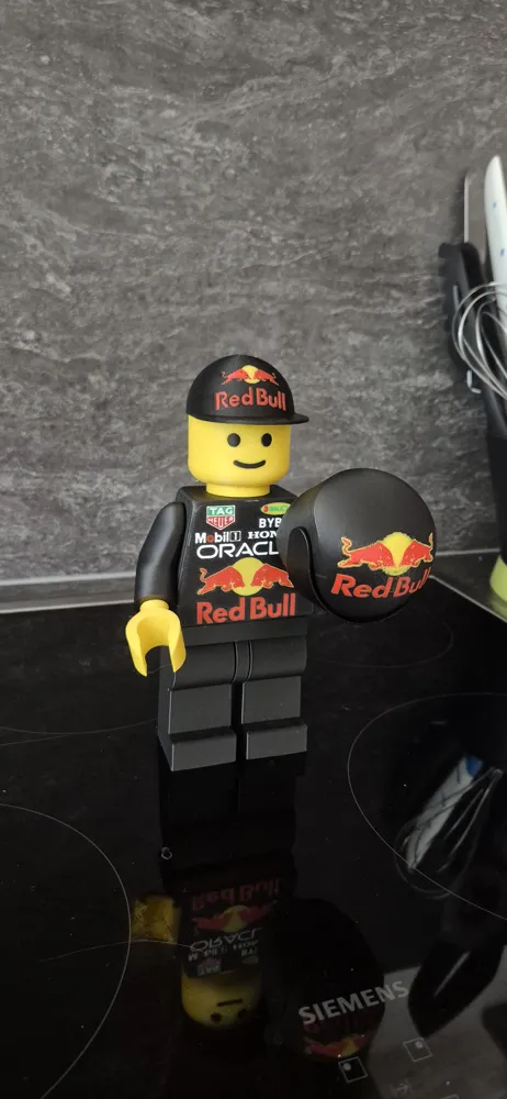 Brick Man Red Bull F1 20cm - Free 3D Print Model - MakerWorld