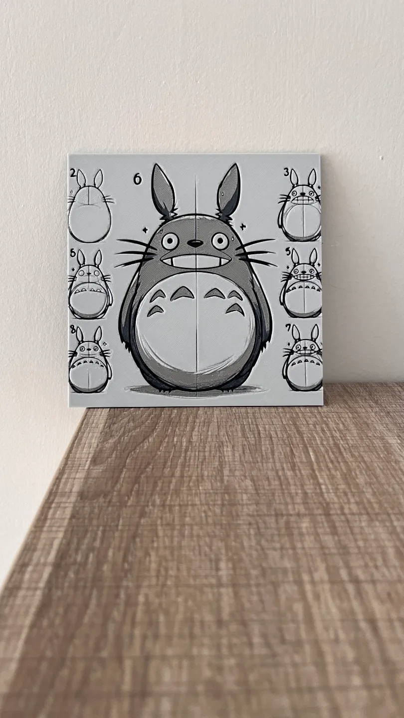 Totoro drawing step by step Hueforge by Artist_3d - MakerWorld