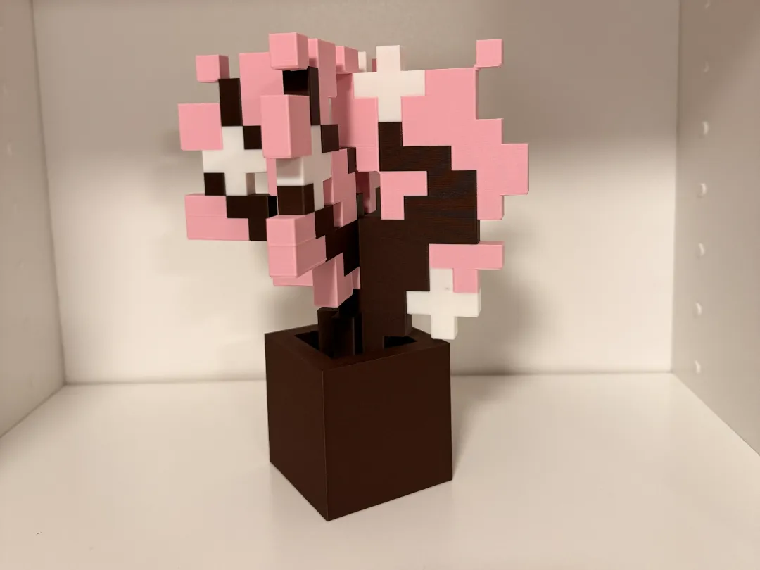 Minecraft Cherry Blossom sapling in pot - Free 3D Print Model - MakerWorld