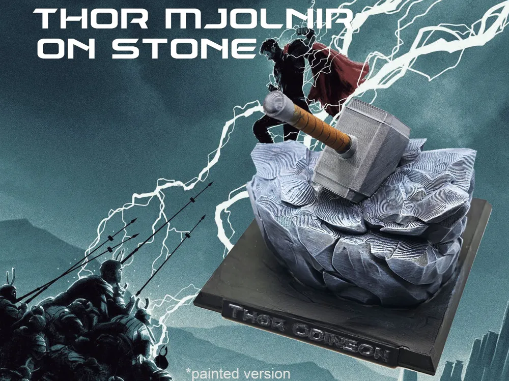 Thor Mjolnir on Stone - Free 3D Print Model - MakerWorld
