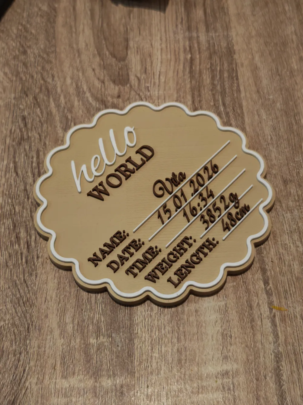Hello World Baby Birth Announcement Sign - Free 3D Print Model - MakerWorld