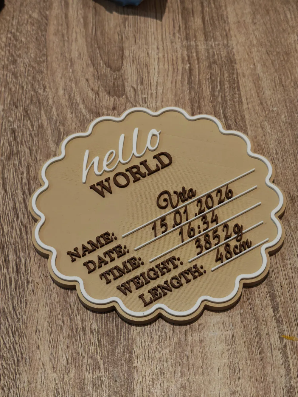 Hello World Baby Birth Announcement Sign - Free 3D Print Model - MakerWorld