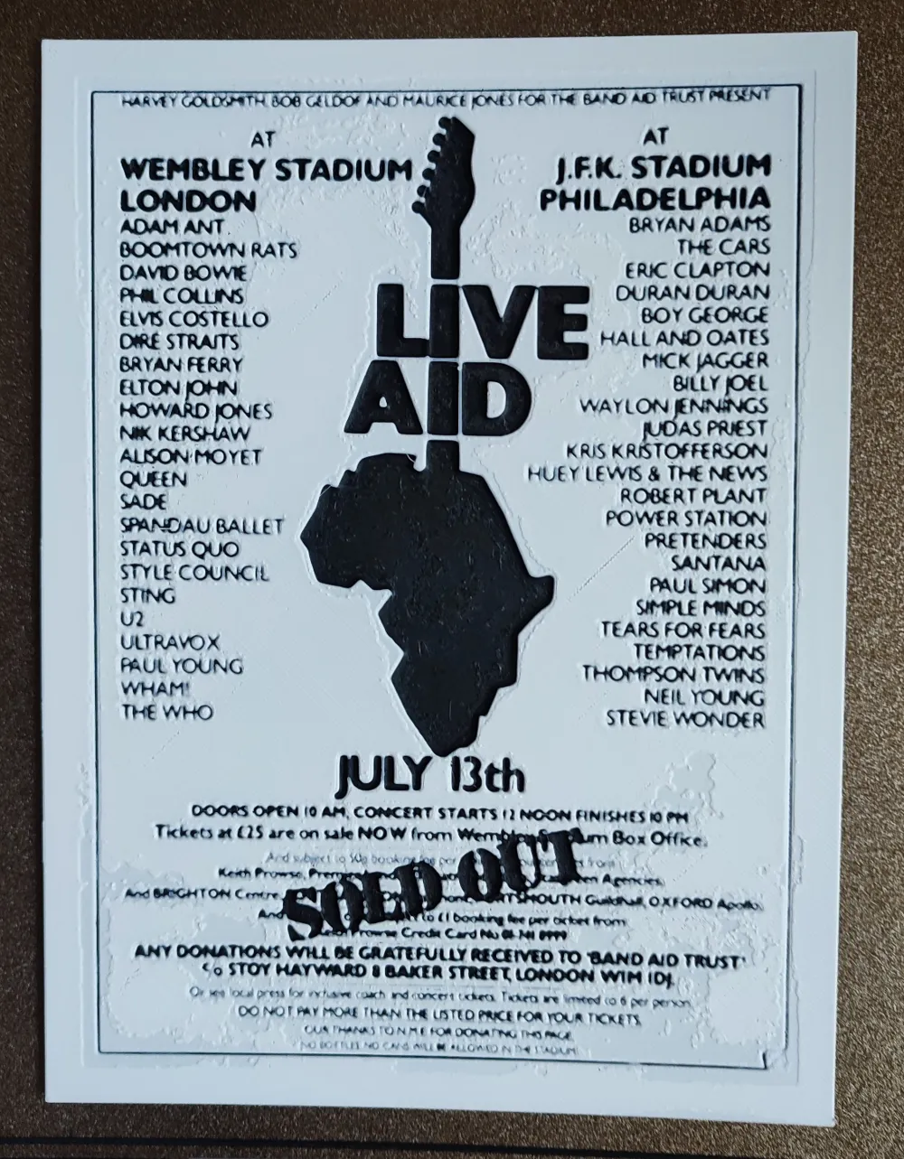 LIVE AID Poster Filament Painting Black and White 230mm by Classic 2.5 ...