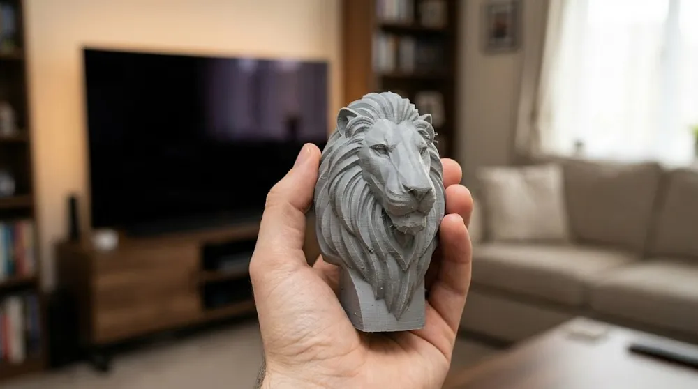 Stylized Lion Head Sculpture - Free 3D Print Model - MakerWorld