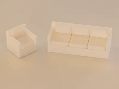 Modern Sofa Set - 1:50 Scale Miniature model - Free 3D Print Model ...