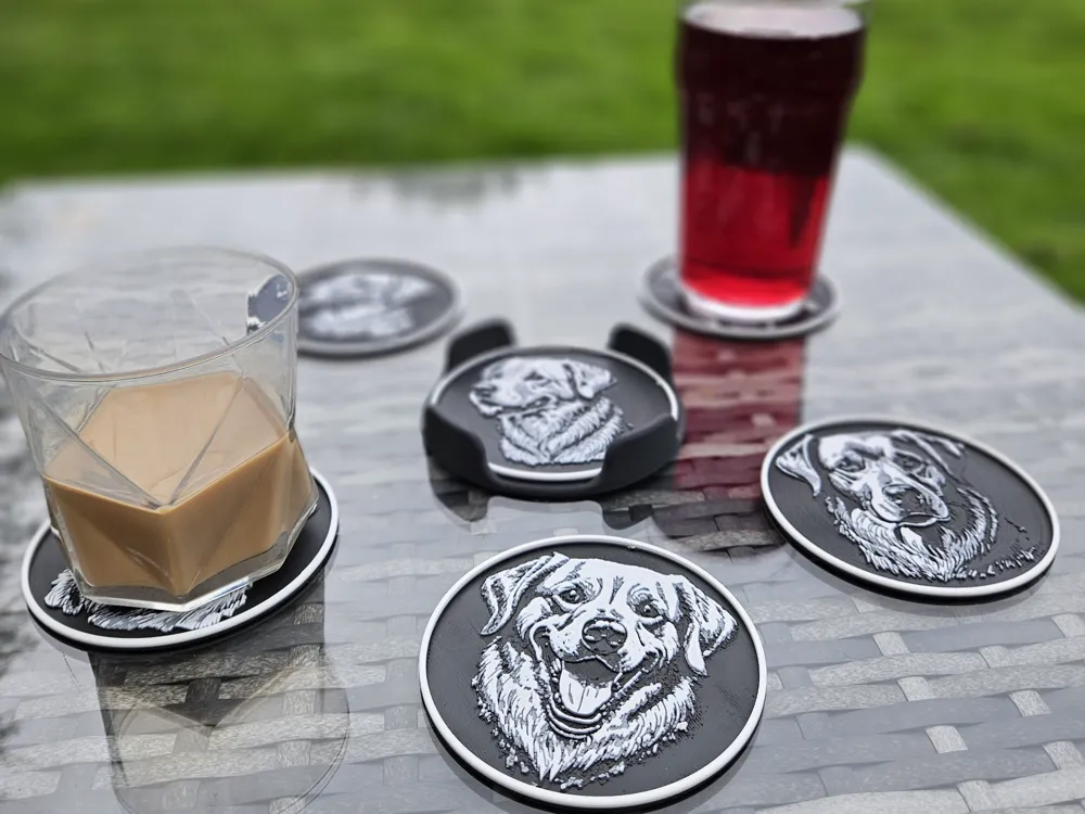 Golden Retriever Coaster Set - Hueforge by nidO - MakerWorld