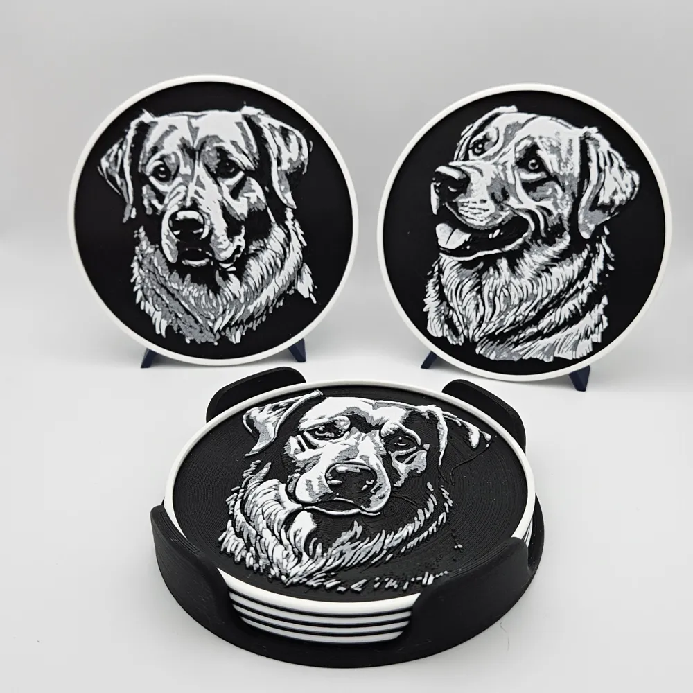 Golden Retriever Coaster Set - Hueforge by nidO - MakerWorld