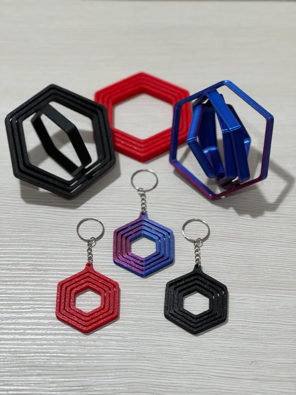 Hexagon rotation keychain Remixed by Mc2_project3D - MakerWorld