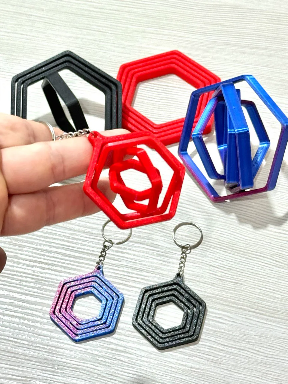 Hexagon rotation keychain Remixed by Mc2_project3D - MakerWorld