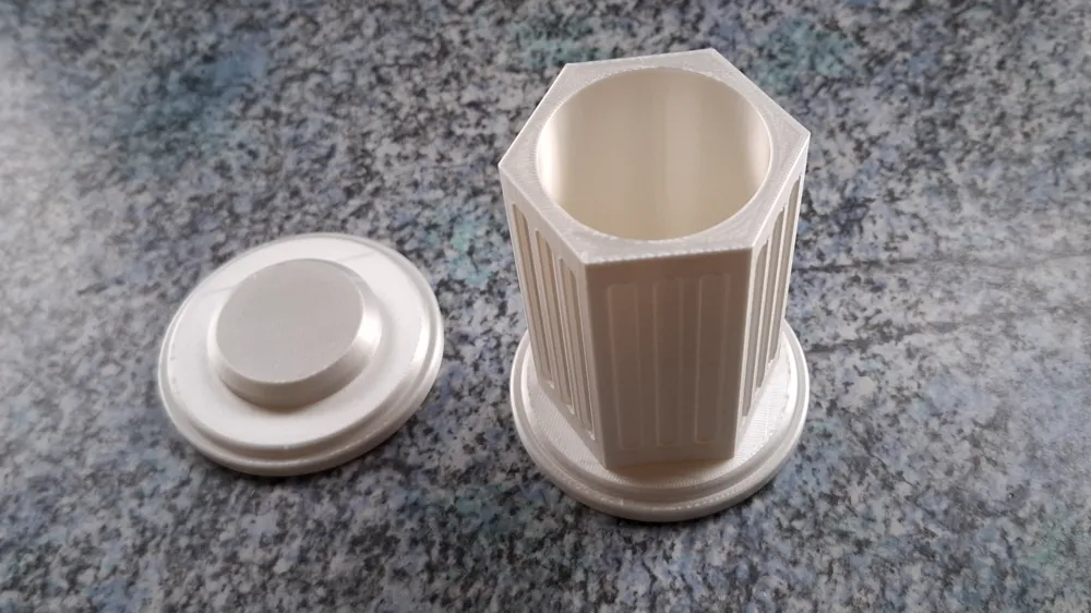 Hexagonal column with compartment in the middle. by user_2331346554 ...