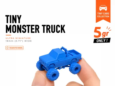 Tiny Monster Truck - Mini Cars Series - Free 3D Print Model - MakerWorld