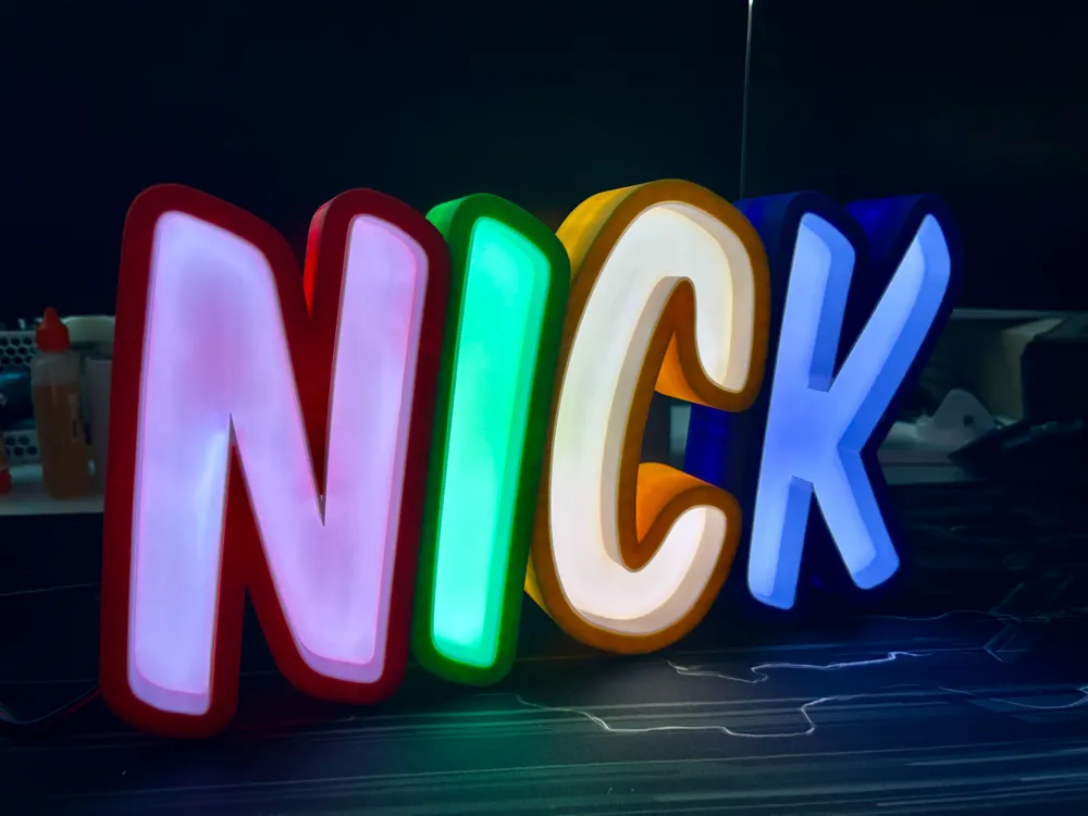 Namenslampe Lightbox Nick Letters by Flexn-3D - MakerWorld