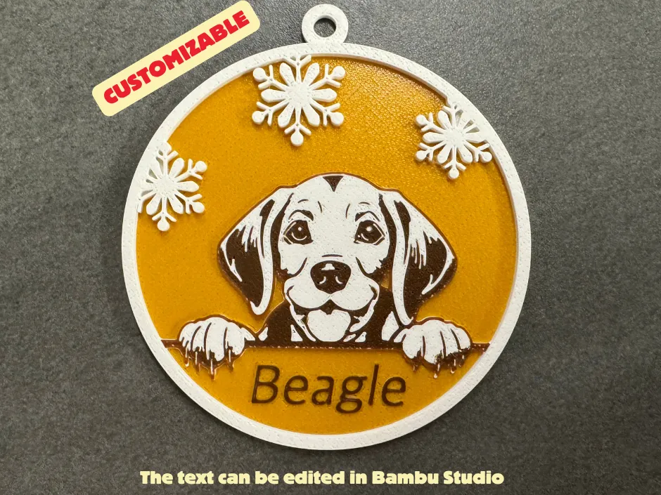 Beagle Christmas Ornament by Keyline Studio - MakerWorld