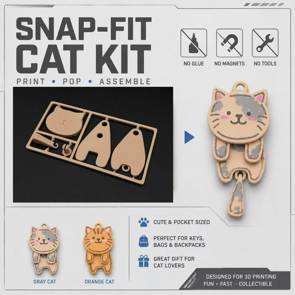 Cookie Cat DIY Assembly Kit - No Glue Required - Free 3D Print Model ...