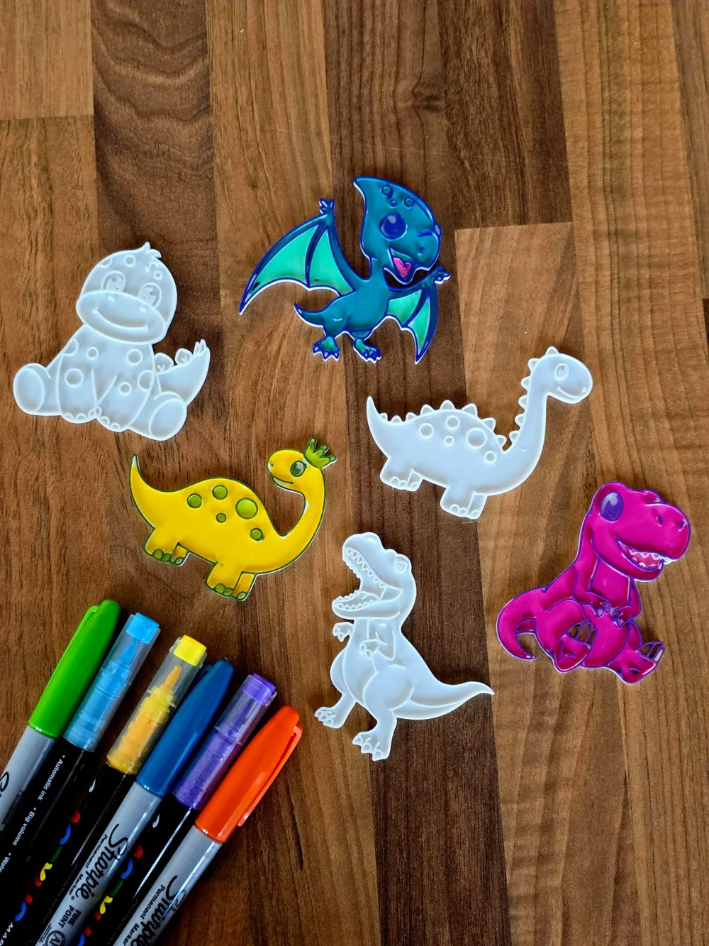 Dino Cute DIY Coloring Pack Dinosaur Kawaii Craft - Free 3D Print Model ...