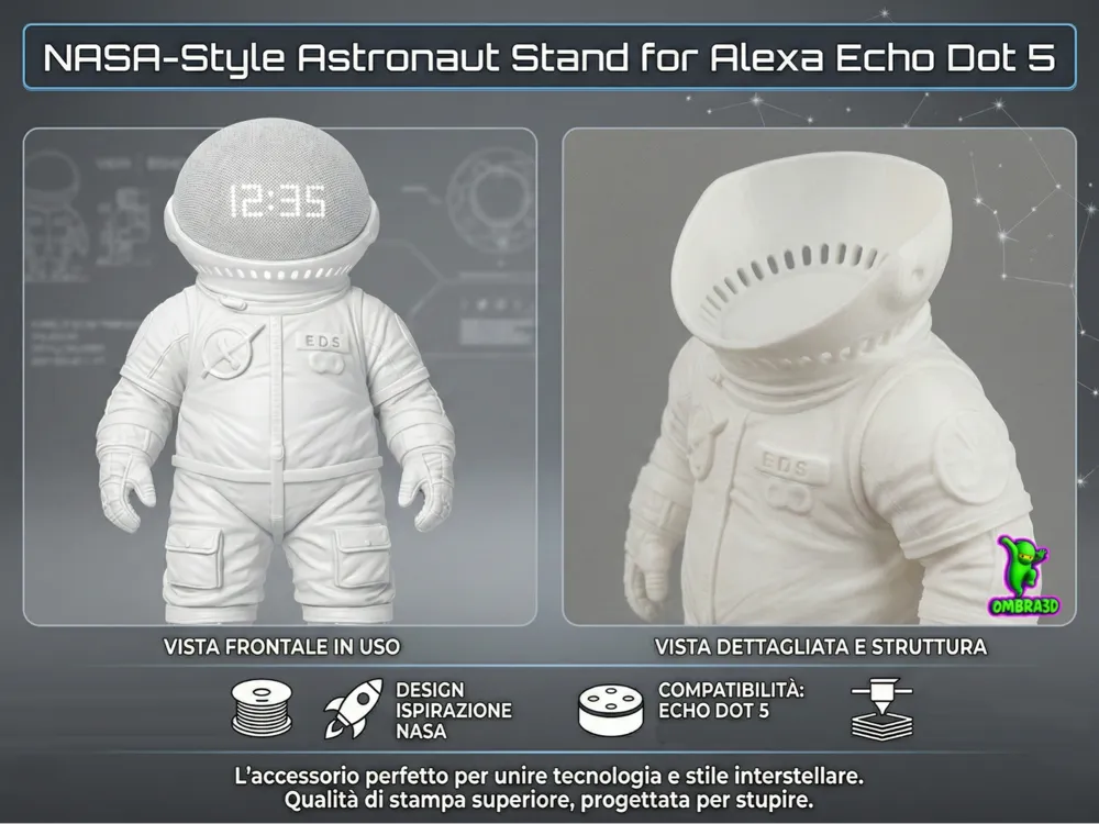 NASA-Style Astronaut Stand for Alexa Echo Dot 5 - Free 3D Print Model ...